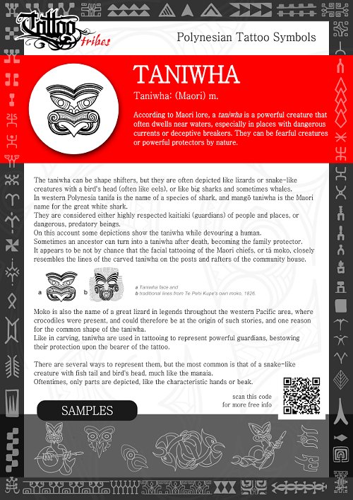 Polynesian Tattoo Symbols explained: taniwha